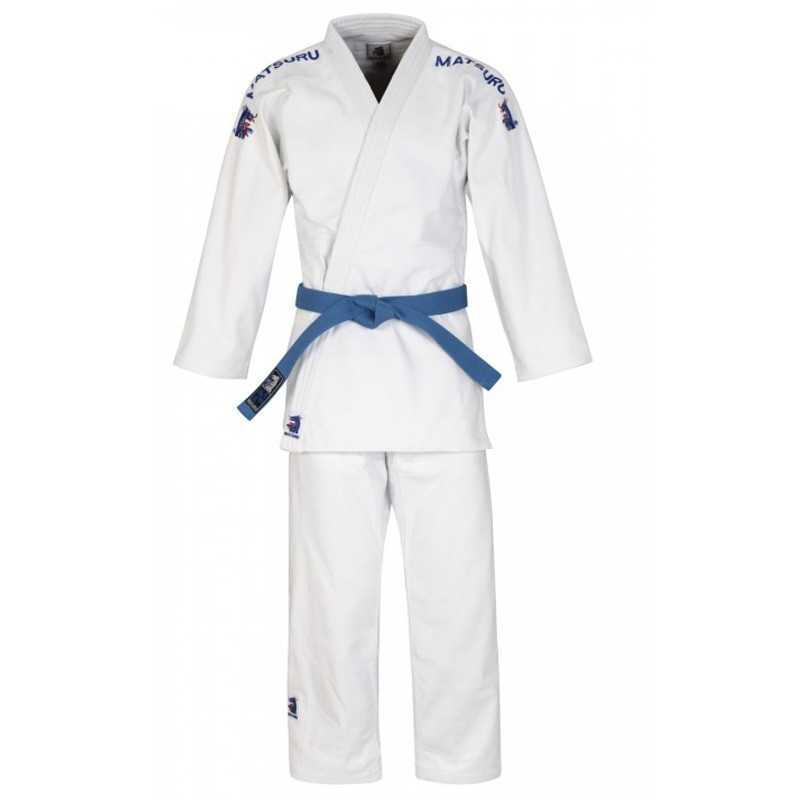 Matsuru Judo suit Semi Competition white with Blue shoulder labels